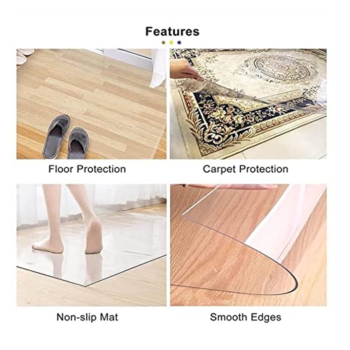 Clear PVC Desk Chair Mat 1.5mm plastic carpet protector roll Hallway Area Rug, Floor Protector Mat PVC Non-Slip Protector Mat, Area Rug Large Clear Vinyl Runner Rug chair mat for carpet floors,85-165c