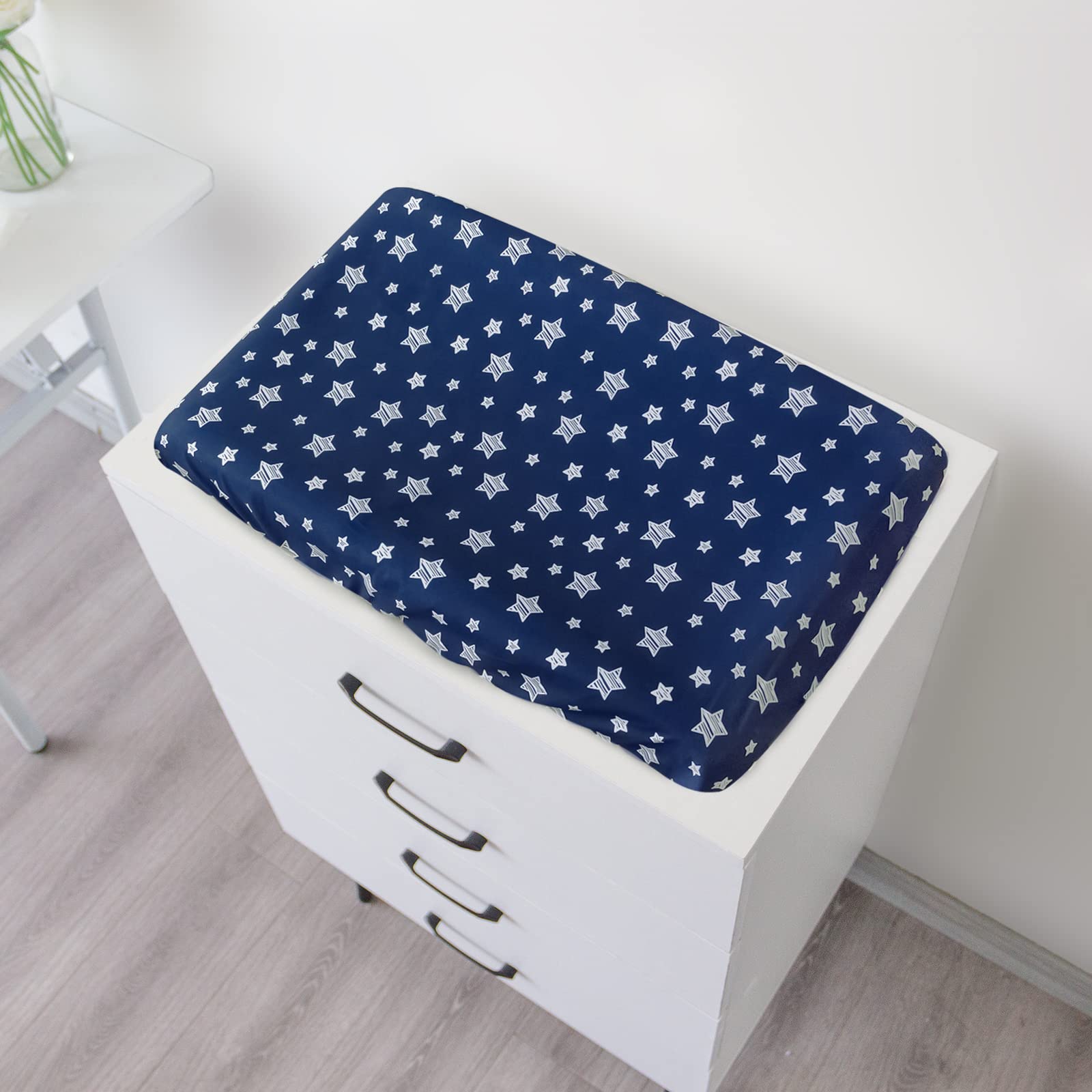 Changing Pad Cover for Boys Girls 2 Pack, Lovely Print Soft Unisex Diaper Change Table Sheets and Diaper Changing Pad Liner Non-Slip