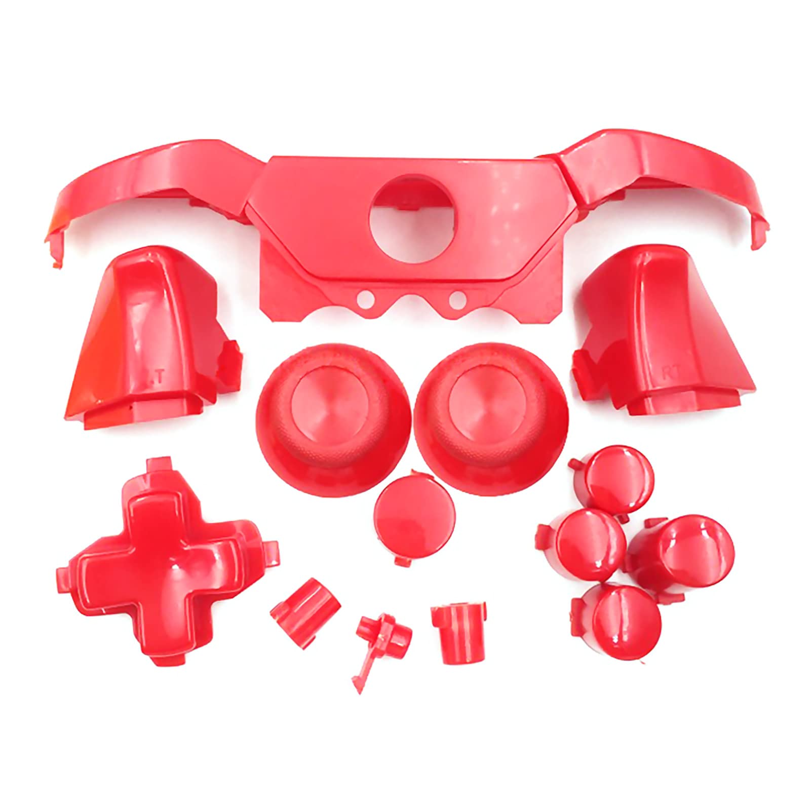 Custom Extra Buttons + Thumbsticks Red 15 PCS Full Set Replacement, Compatible with for Xbox One Elite 1/2 Wireless Controllers, DIY Analog Stick Cover ABXY D-Pad LB RB LT RT Menu Pair Button