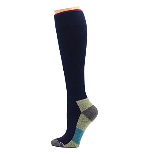 Dr. Motion Women Outdoor Hiking Walking Compression Knee High Socks With Enhanced Cushion Wicking Heat Retaining Yarn 3 Pairs