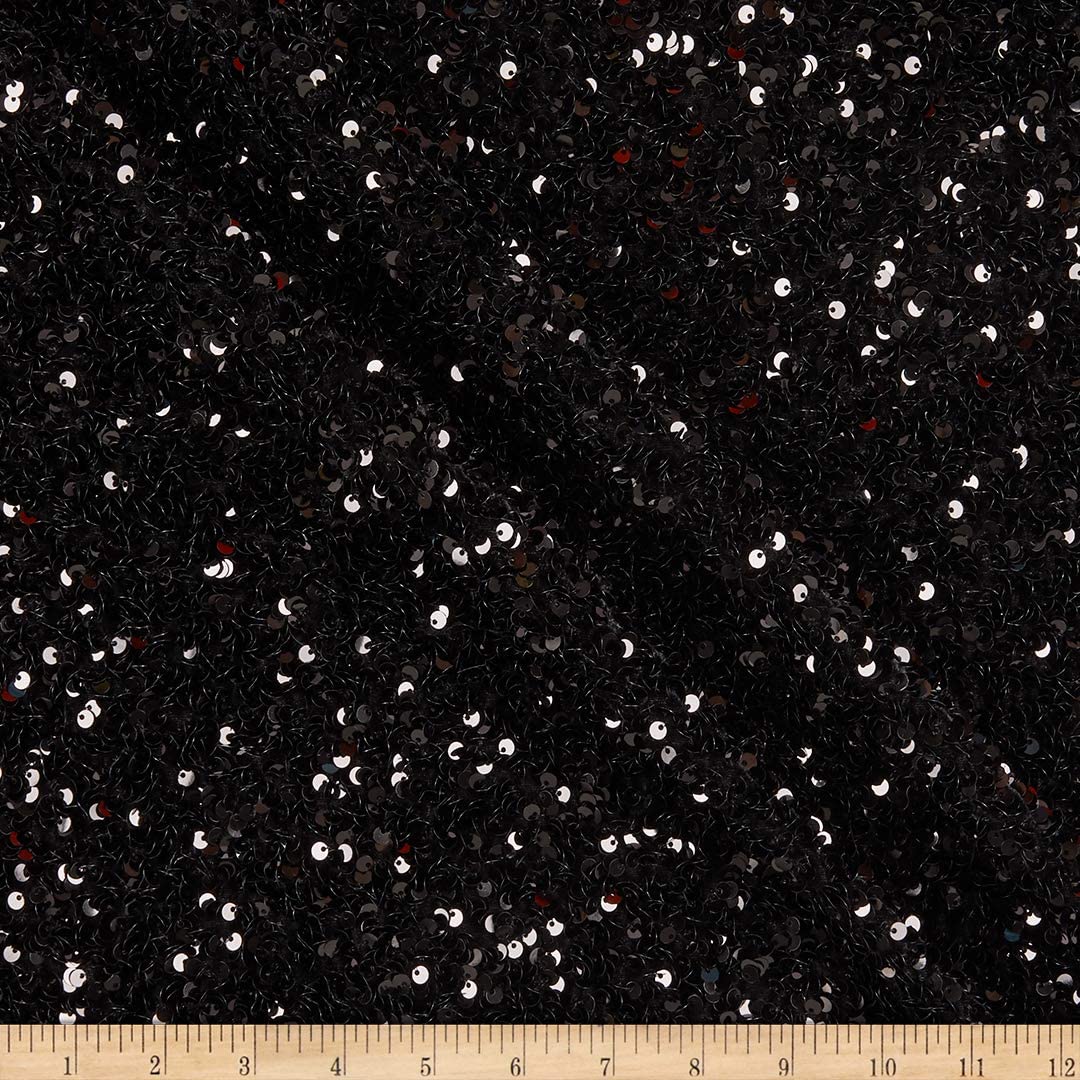 Gold/Black Stretch Velvet Sequin Fabric Cut by The Yard, Glitter Spandex Material โ Ideal for Sewing, DIY, Crafts, Apparel, Decoration, & More