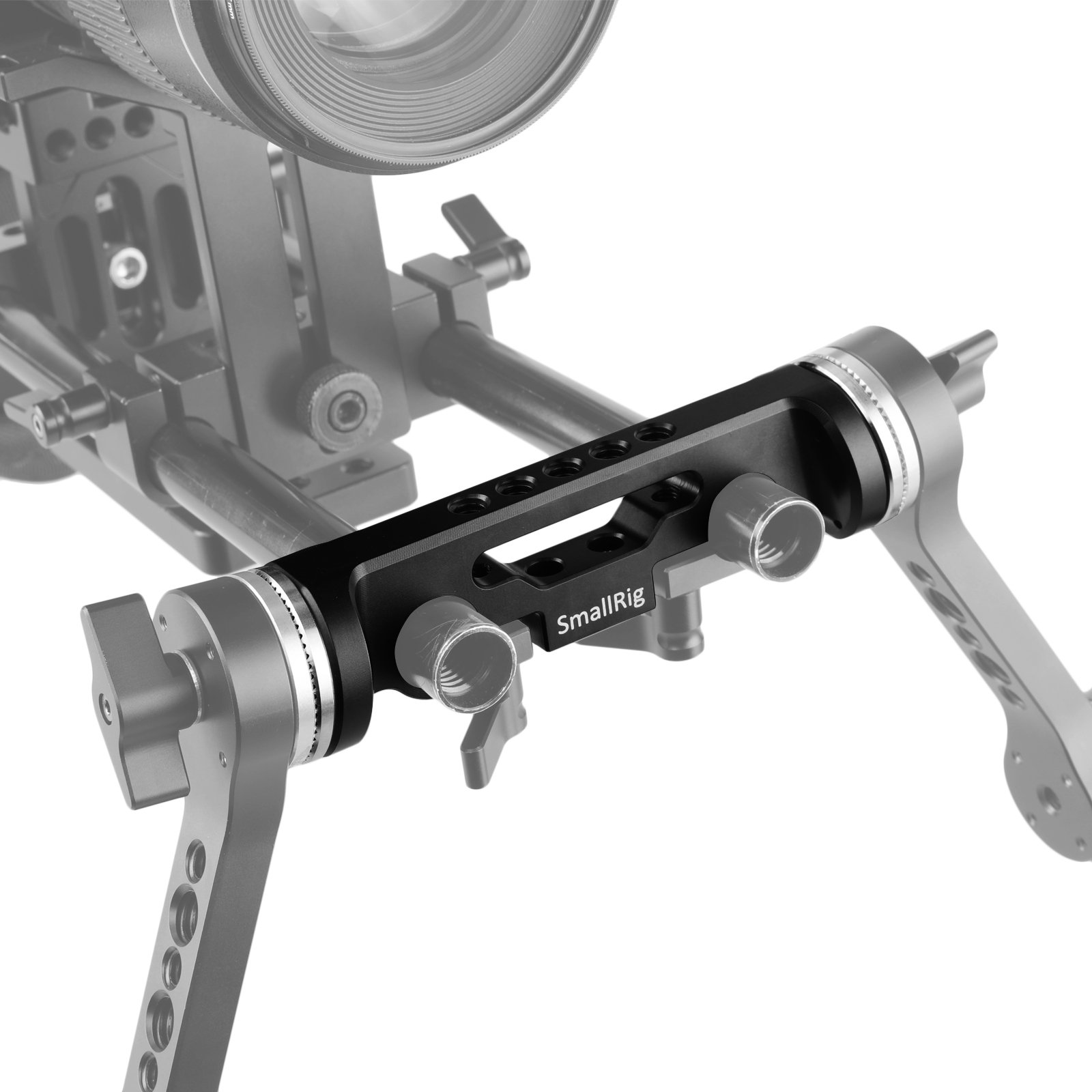 SMALLRIG Camera Extension Arm Connector 15mm Dual Rod Clamp with Rosette (M6, 31.8mm) for Camera Shoulder Support -1898