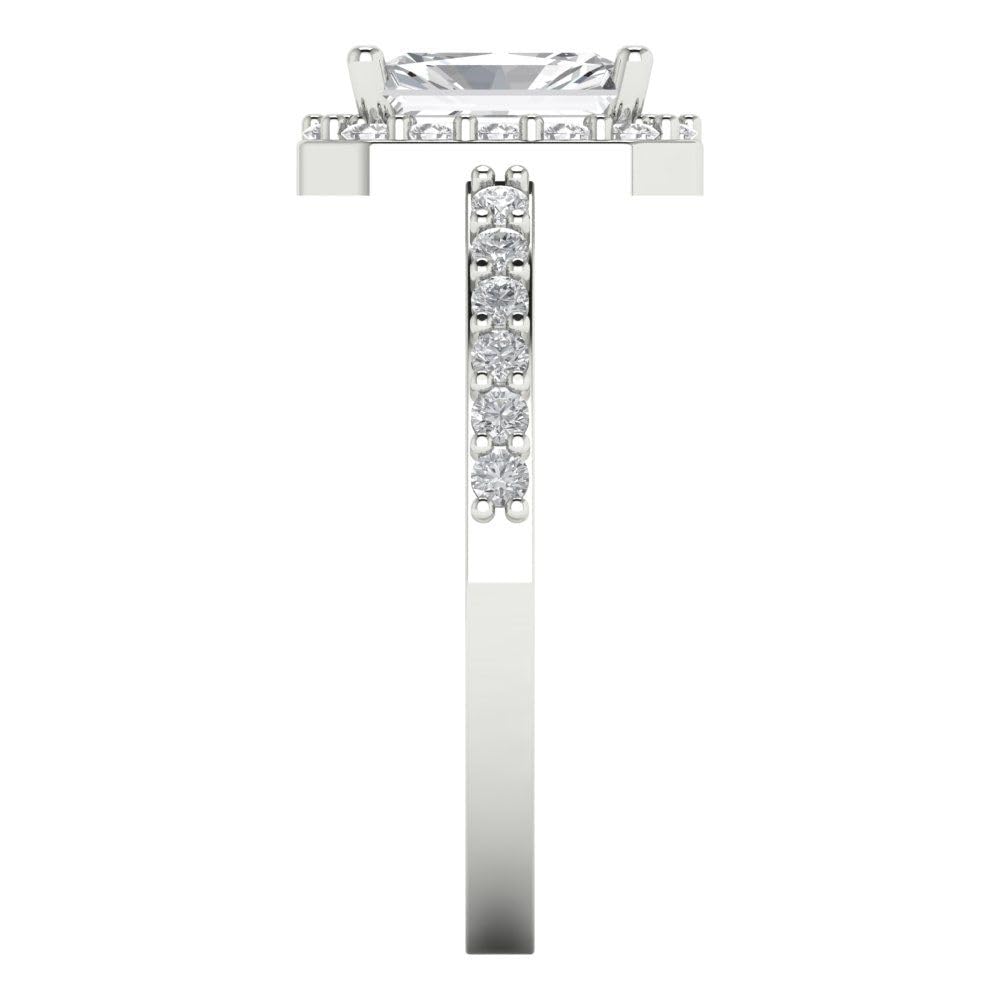 Clara Pucci 2.07 ct Emerald Cut Solitaire Halo Stunning Moissanite Designer Anniversary Bridal Engagement Ring 14k White Gold 5