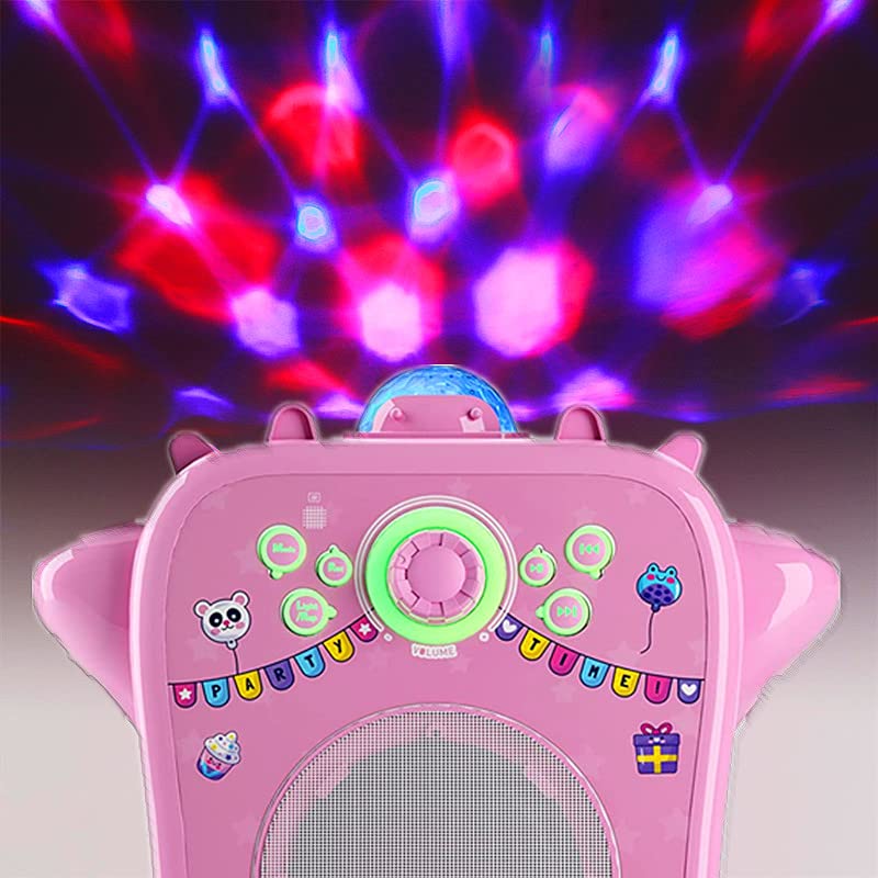 EARISE T29 Pro Karaoke Machine for Kids Girls with 2 Microphones, Singing Machine with 3 Interchangeable Theme Panels, LED Disco Lights, 12 EQ Effects, Birthday