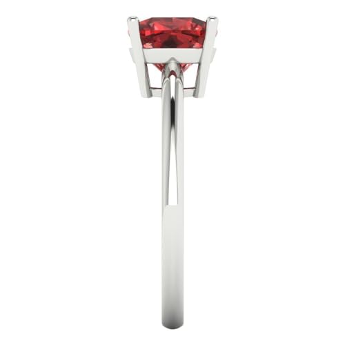 Clara Pucci 2.0 ct Cushion Cut Solitaire Natural Garnet Bridal Designer Anniversary Engagement Ring 14k White Gold 8