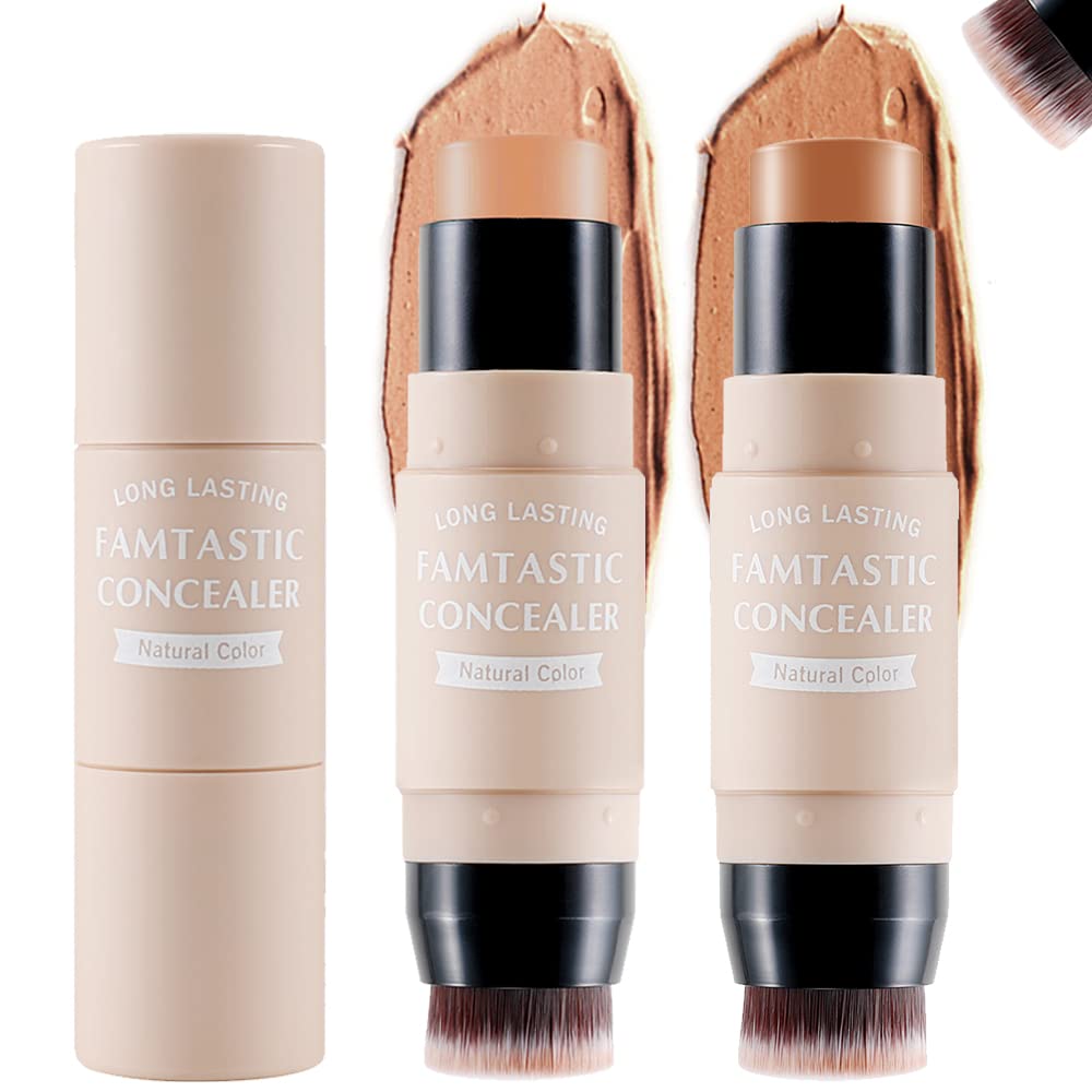Erinde Contour Highlighter Stick with Brush -Bronzer Pen, Waterproof, Longwear Makeup(#01+#04)