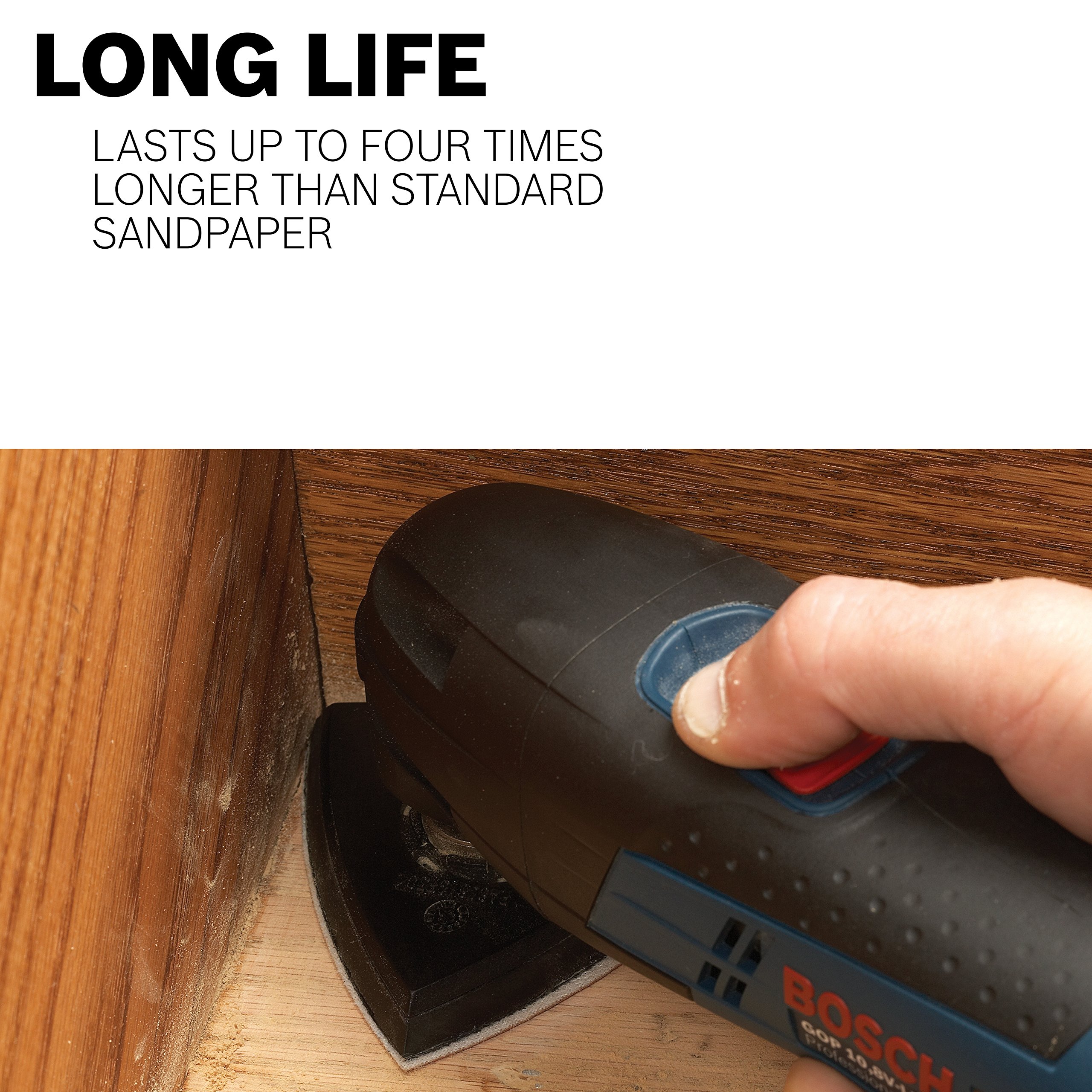 BOSCH SDTR060 Detail Triangle, Hook & Loop Sanding Sheet, Brown 60 Grit, 5-Pack