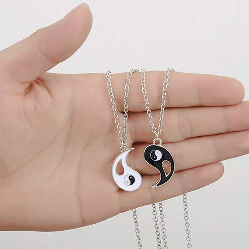 MileHouse Fine Necklace for Girls,2Pcs/Set Best Friends Tai Chi Yin Yang Hollow Pendant Split Matching Necklace