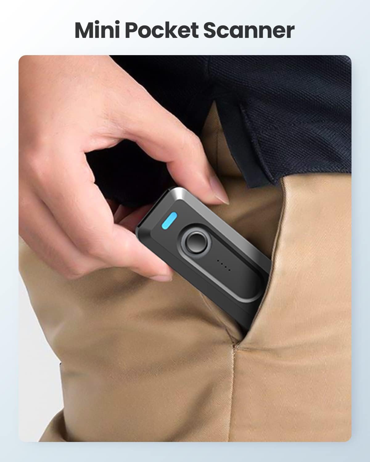 Eyoyo Bluetooth 2D Wireless Barcode Scanner with Clip, 2000mAh Battery with Level Indicator, Portable Mini Bar Code Reader for Inventory Compatible with iPhone, iPad, Android Phone