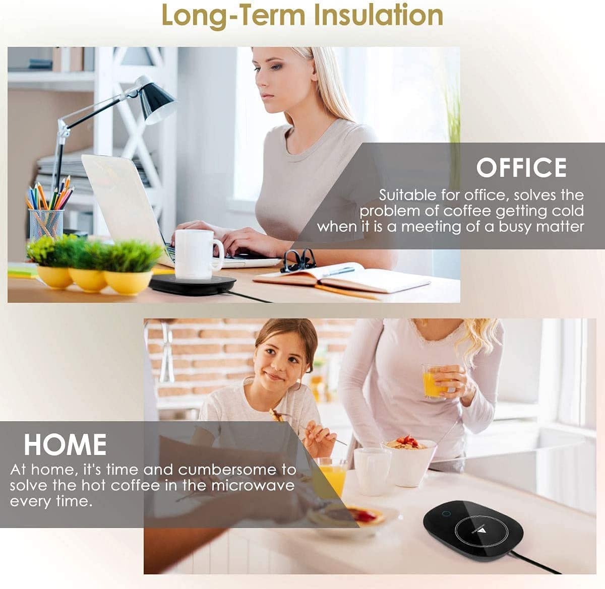 Coffee Mug Warmer, Smart Cup Warmer for Desk with Auto Shut Off, Electric Beverage Warmer, Candle Wax Cup Warmer Heating Plate for Women Valentine's Day Gifts Tea, Water, Cocoa