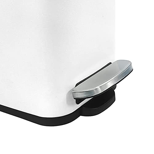 SIDIANBAN Bathroom Trash Can with Lid Soft-Close, Slim Wastebasket with Foot Pedal, 1.3 Gal Garbage Can with Inner Wastebasket for Bedroom, Office, Kitchen, Anti-Fingerprint Matte Finish (White)