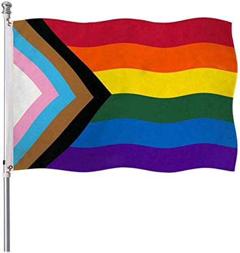 ENMOON Progress Pride Flag Rainbow Vibrant Colors(3βx 5β, Poly,1 Pack) Perfect for Showing Your Pride LGTBQ Community Support