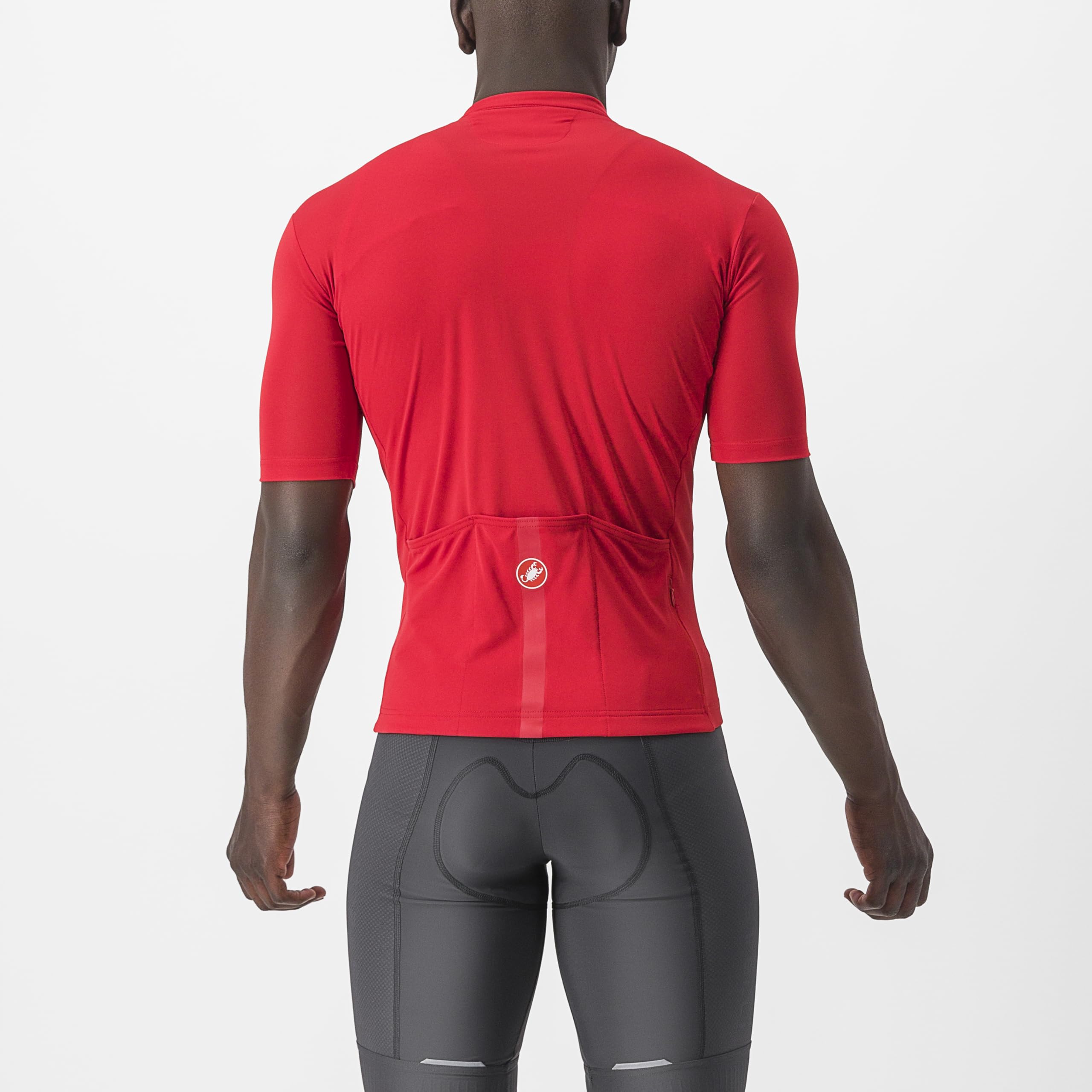 Castelli Men's Classifica Jersey, Zip Up Quarter Length Sleeve Jersey for Gravel Biking & Road Cycling - Red - X-Large