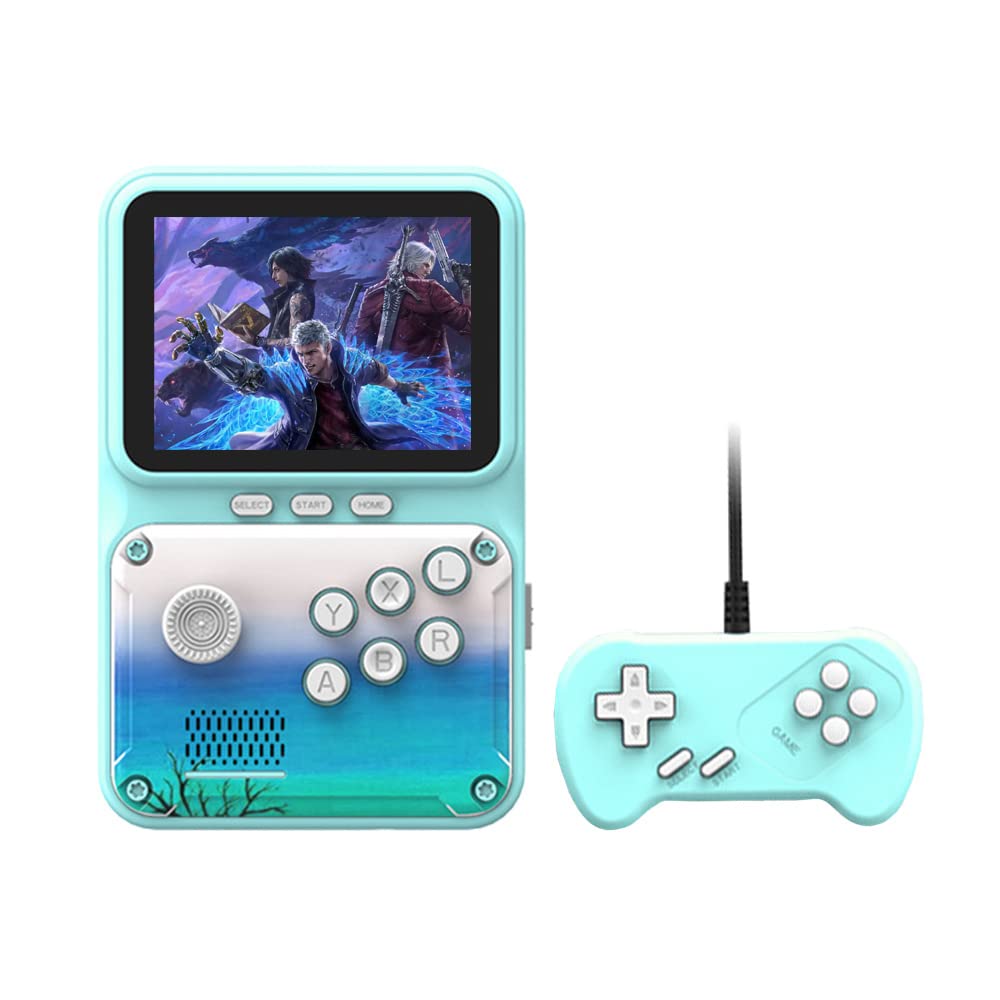 CZT 3.0 inch Colorful Double Game Console Retro Handheld 500-in-1 Nostalgic Video Game can be Connected to TV Multi-Language Rechargeable Lithium Battery Children's Student Gift (Blue)