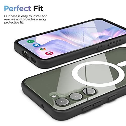 Encased Magnetic Case with Wireless Charger Included - for Samsung Galaxy S23 Plus - Compatible with MagSafe Accessories (Clear/Black)