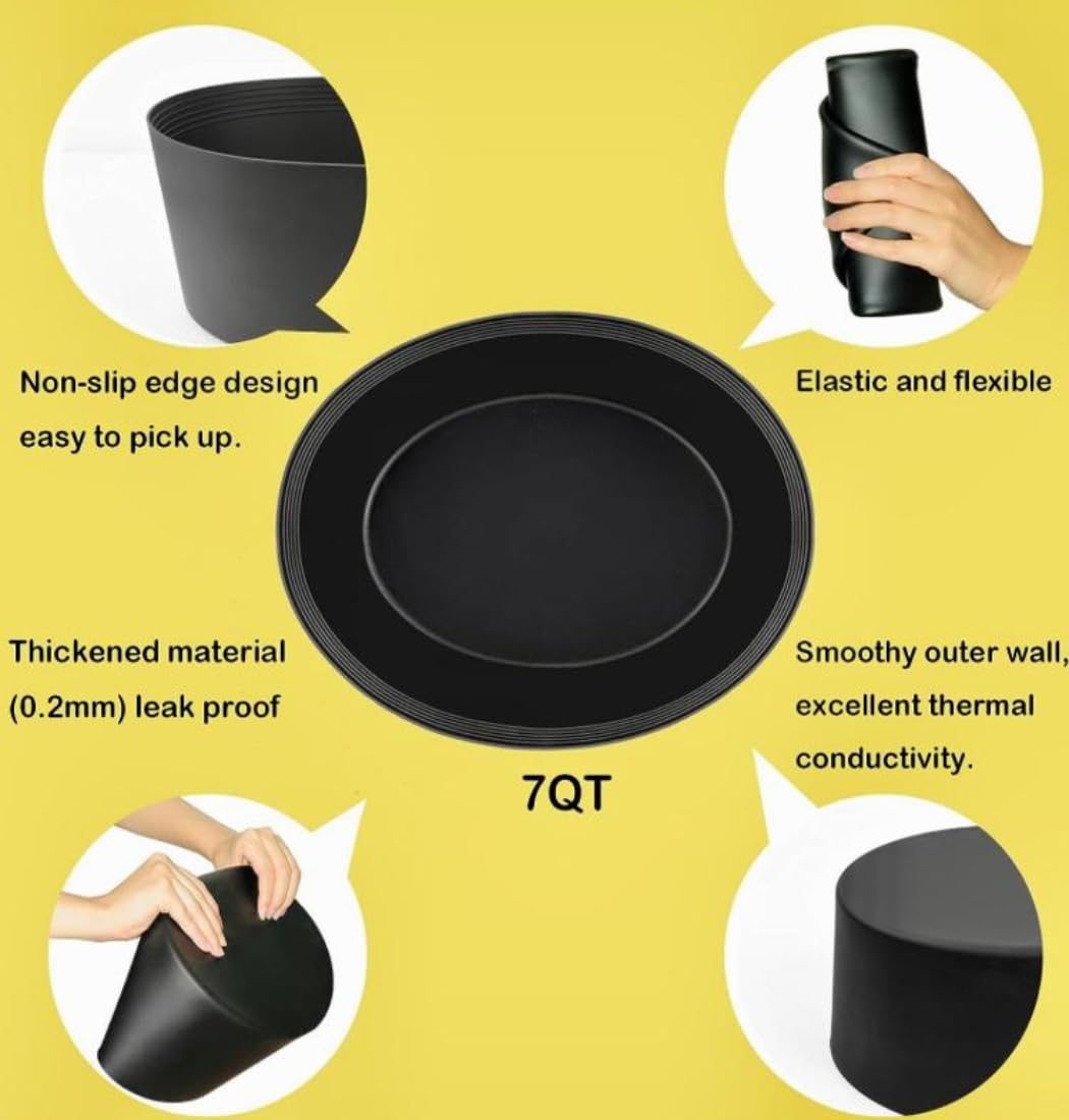 Crock Pot Liners - Silicone Slow Cooker Liners Compatible with 8 QT Crockpots - Reusable, Easy to Wash, Dishwasher and BPA Free - Black