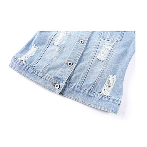 Hixiaohe Women Autumn 3/4 Sleeve Retro Short Denim Jackets Light Blue Jean Coats(03 Light Blue,3XL)