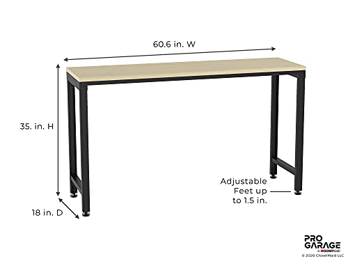 ClosetMaid ProGarage Garage Storage Base Cabinets & Workbench Top 3-Piece Set, Custom, Durable, Adjustable, Steel Construction, Black
