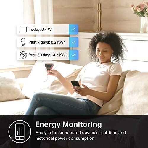 Kasa Smart Plug Mini with Energy Monitoring, Smart Home Wi-Fi Outlet Works with Alexa, Google Home & IFTTT, Wi-Fi Simple Setup, No Hub Required (KP115), White β A Certified for Humans Device