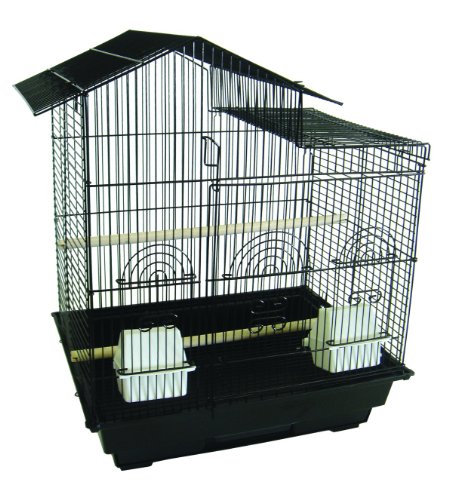 YML A5894 3/8" Bar Spacing Villa Top Small Bird Cage, Black, 18" x 14"