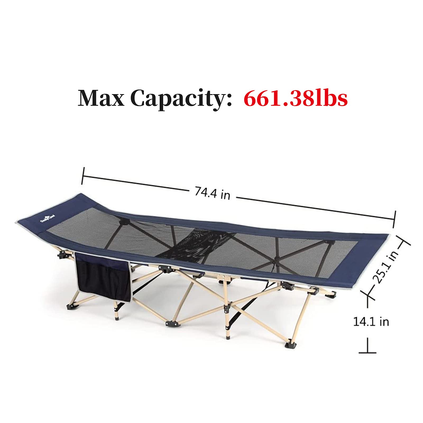 CampLand Folding Portable Camping Cot Sleeping Bed for Adults Kids Easy Set Up Cot Bed Office Bed for Travelling,Camping,Office Nap, Beach Vocation and Home Lounging,Support 661.38lbs