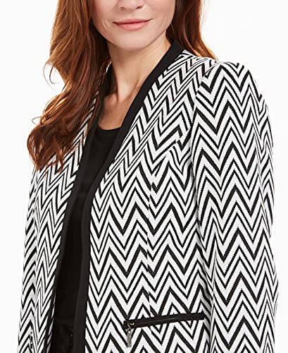 Kasper Women's Petite Zig ZAG Knit Fly Away Jacket, Black Multi, 6P