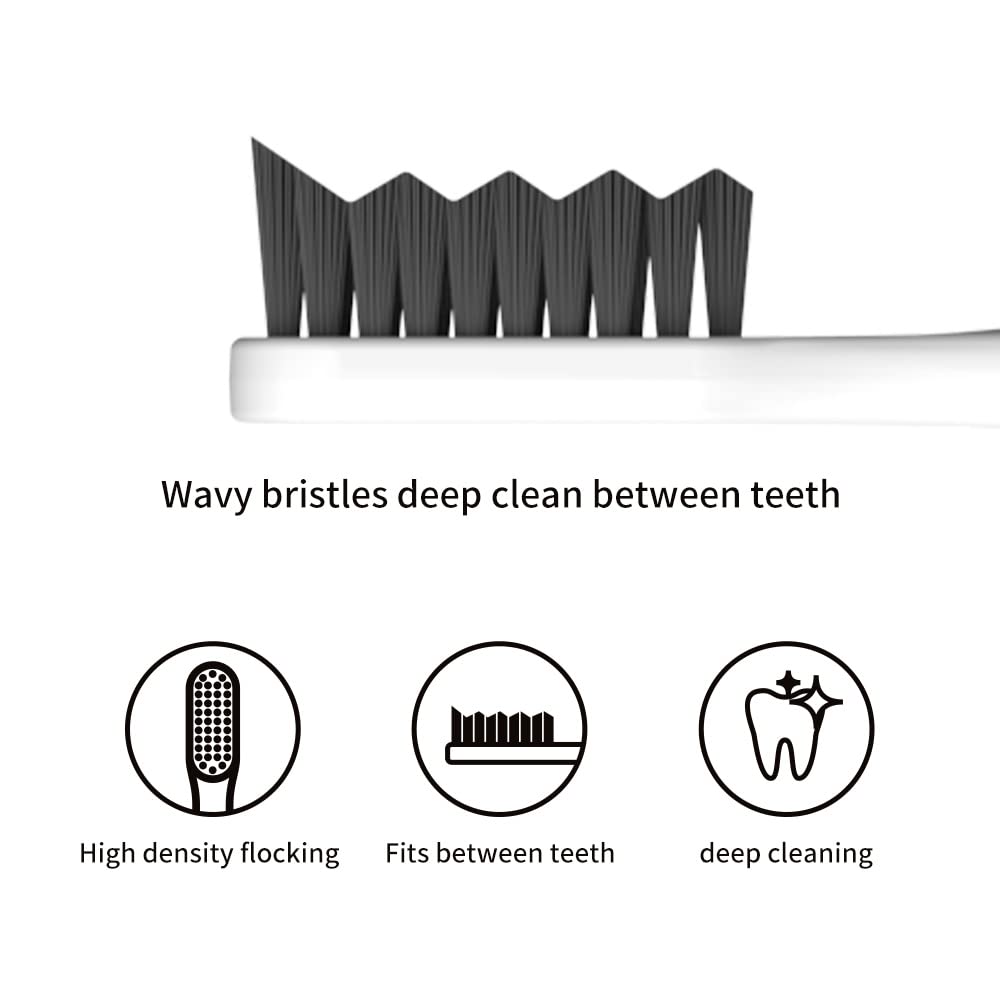 Kroey sonic electric toothbrush powered by battery with 2 brush heads, DuPont activated carbon bristles IPX7 Waterproof for Adults and Kids (White)