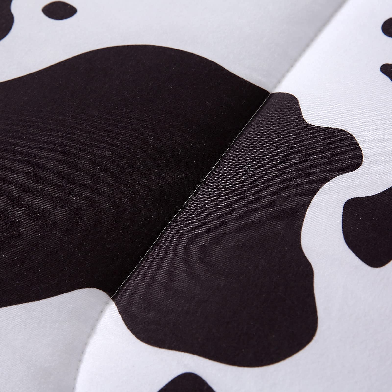 Mengersi Cow Print Bedding Comforter Set King Bed,Black and White Reversible Milk Geometric Checkered Bedding Sets for Kids Boys Aduls Toddler