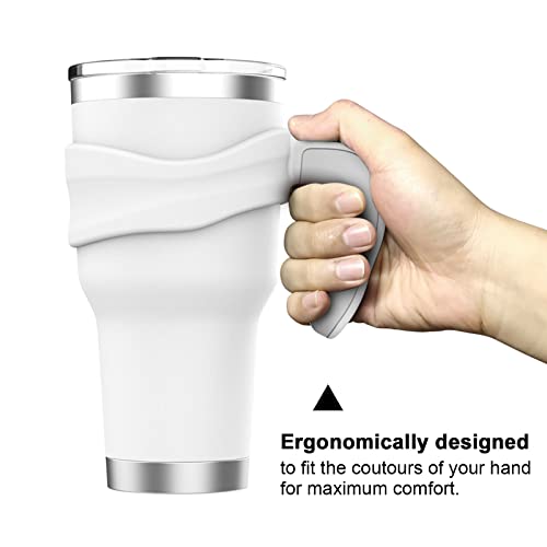 Tumbler Handle Fits for 30 OZ YETI Rambler,Rtic Mug-Previously Design,Sic,OZARK TRAIL & More Tumbler Travel Mug | BPA FREE(Handle Only) (White)