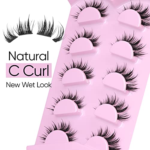 Cluster Lashes False Eyelashes Extension DIY Individual Lashes Wispy Manga Lashes Asian Wet Look 40 Pcs Lash Clusters Eyelash Pack by Vanssymunlin, Black