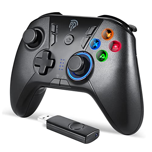 EasySMX Wireless Gaming Controller for Windows PC/PS3/Android TV BOX, Dual Vibration Plug and Play Gamepad Joystick with 4 Customized Buttons, Battery Up to 14 Hours, Work for Nintendo Switch (Renewed)