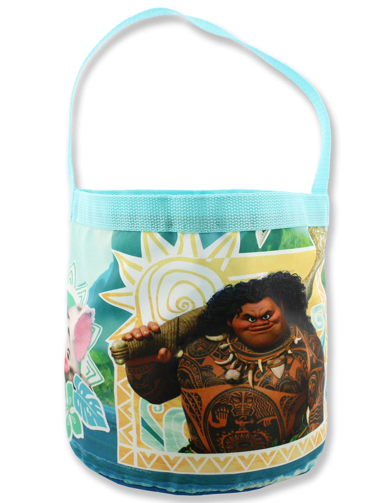 Disney Moana Maui Girls Collapsible Nylon Gift Basket Bucket Tote Bag (One Size, Blue)