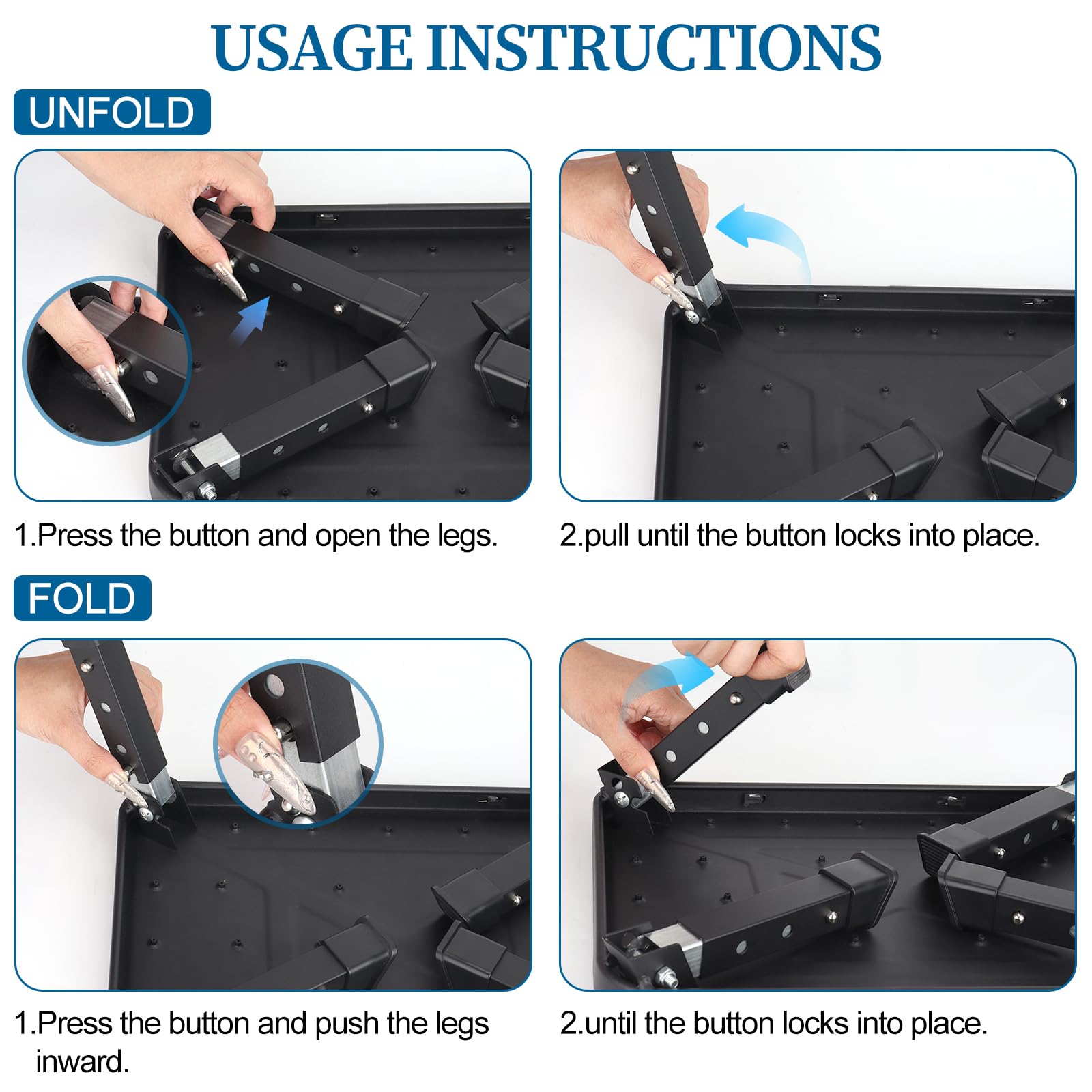 Folding Step Stool, Height Adjustable RV Steps Stool with a Non-Slip Platform Mat and Foldable Thick Rubber Feet, Collapsible Step Stools for Adults, Kitchen, Home, Office, 330 Lbs Capacity (Black)
