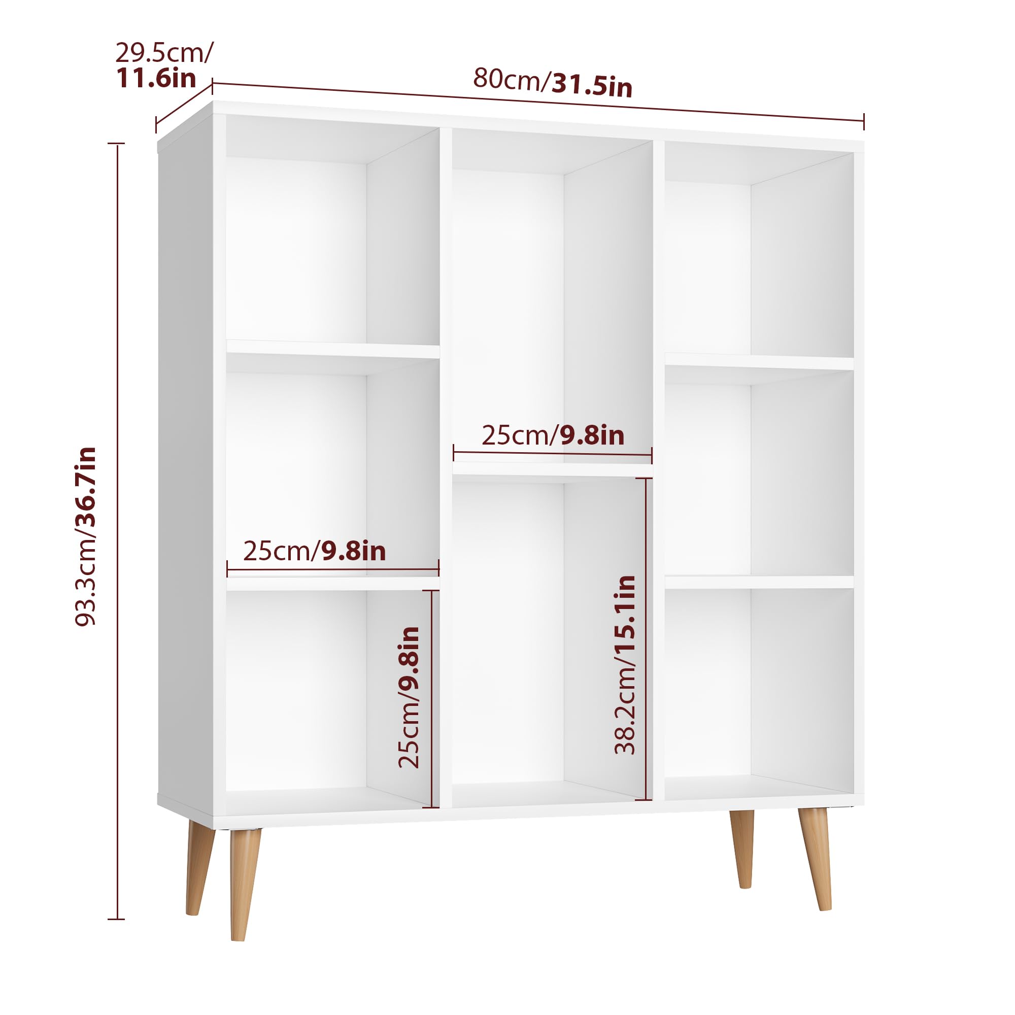 FACBOTALL White Bookshelf, Wooden Open Shelf Bookcase, Modern Minimalist Bookcase,8 Cube Open Book Shelves Storage Organizer, Freestanding Display Bookcases for Small Space