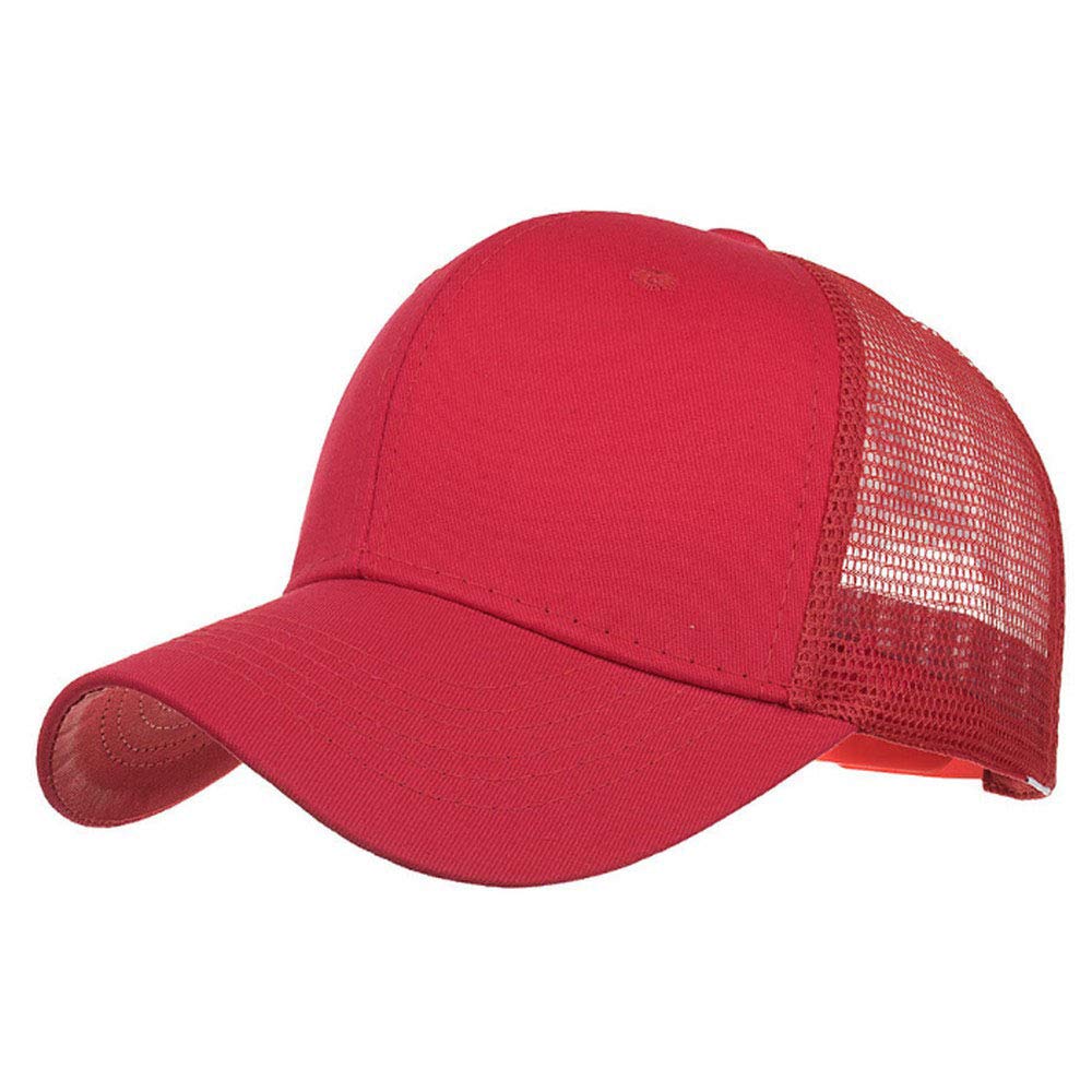 Croogo Sport Summer Cap Trucker Hat Ponytail Golf/Baseball Hat Outdoor Sun Hat Red