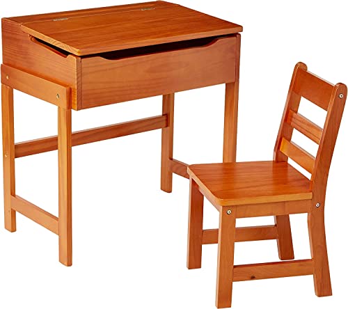 Lipper International Child's Slanted Top Desk & Chair, Pecan Finish