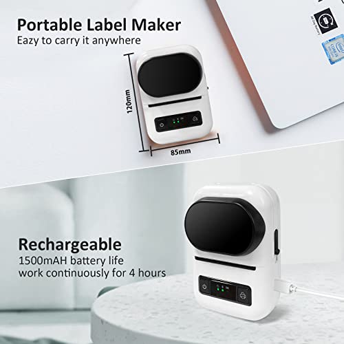 LERANDA Label Maker, Portable Bluetooth Thermal Label Printer for Barcode, Clothing, Organizing, Small Business, Office, Home, Easy to Use, Support with iOS & Android, with 1.96x1.18 inch Label