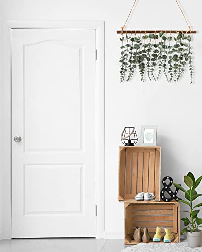 MOVNO Eucalyptus Wall Hanging Decor - Artificial Cute Boho Wall Decor, Fake Eucalyptus Leaves Greenery with Wooden Stick for Living Room, Office, Nursery, Kitchen, Bedroom Wall Farmhouse Decoration-B