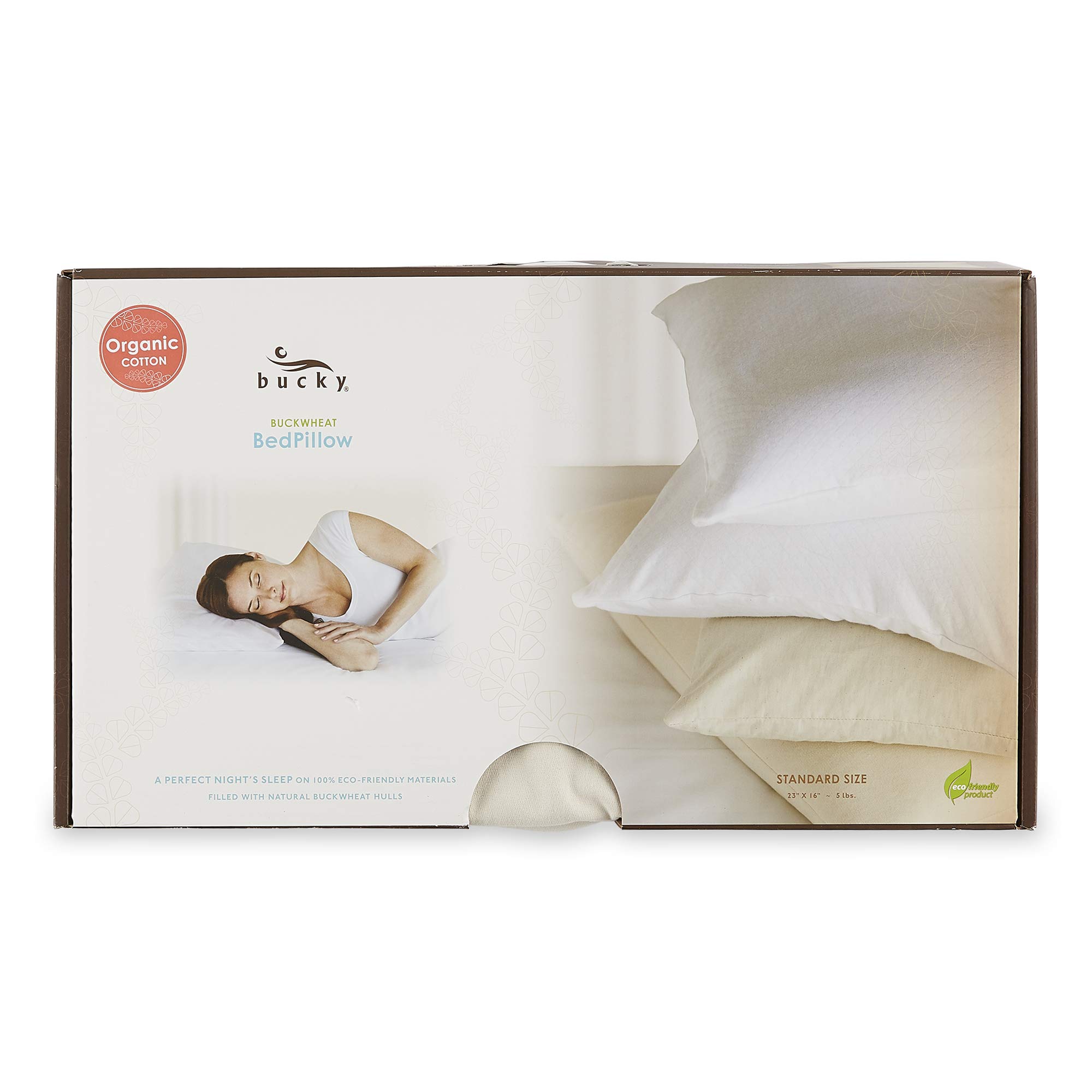 Bucky 100% Buckwheat Filled Pillow Collection, Standard, 23x15", Natural