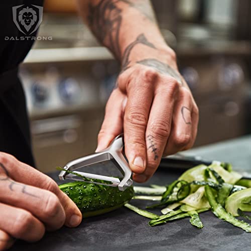 Dalstrong Razor VX - Y Peeler - High Carbon Stainless Steel - Non Slip G10 Handle - Fine, Serrated & Julienne Blades Set - Premium Vegetable, Fruit, Potato Peeler for Kitchen