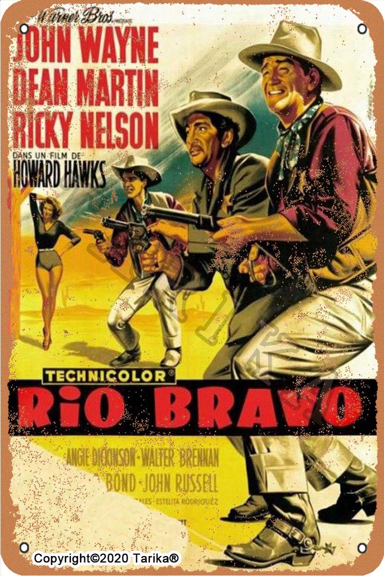 Technicolor Rio Bravo John Wayne Dean Martin Ricky Nelson Metal Vintage Look 20X30 cm Decoration Painting Sign for Home Kitchen Bathroom Farm Garden Garage Inspirational Quotes Wall Decor