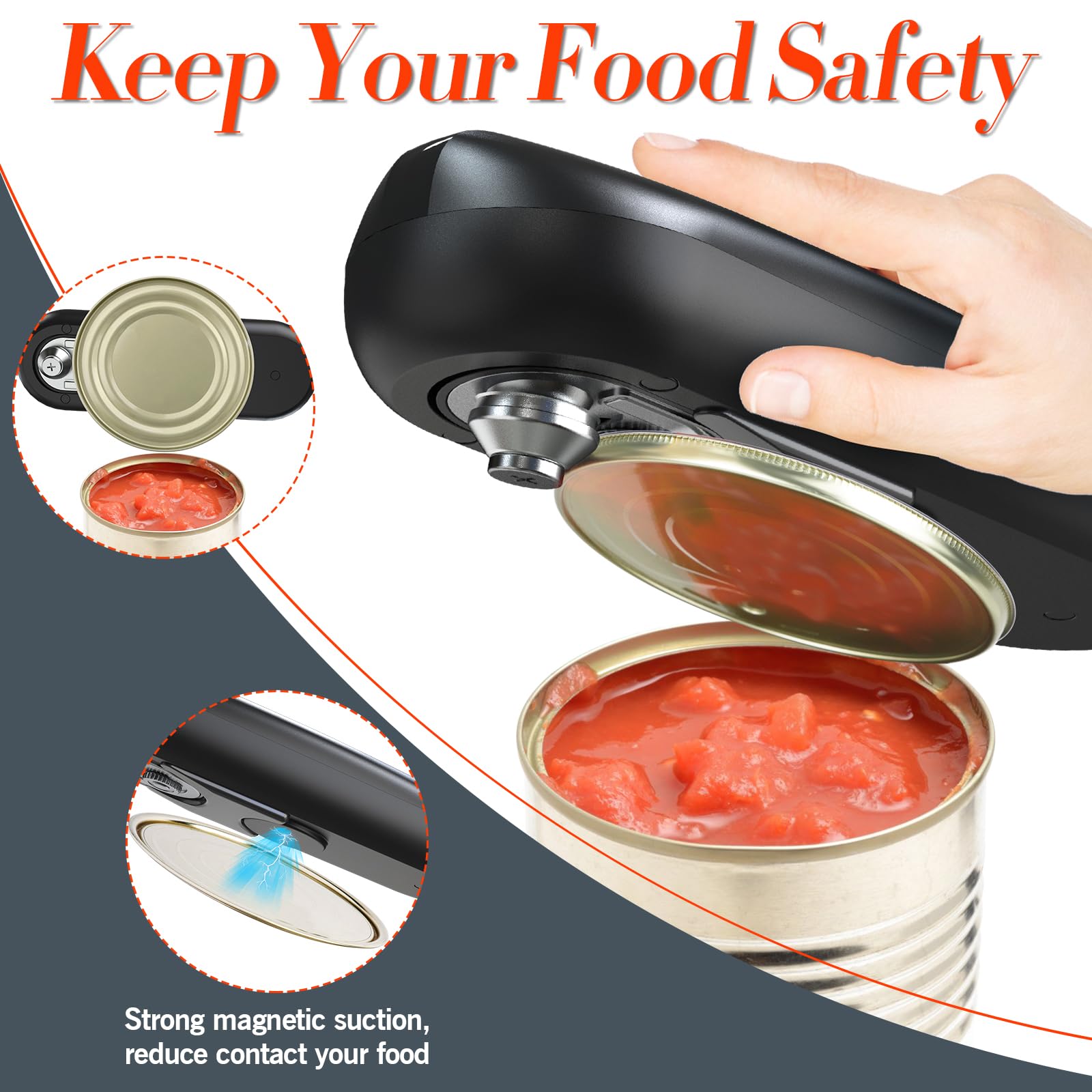 Electric Can Opener, [Smart Control] Automatic Rechargeable Can Opener Smooth Edge for Kitchen, Homtronics One Touch Hands Free Cordless Can Opener Electric for Seniors, Housewives, Arthritics