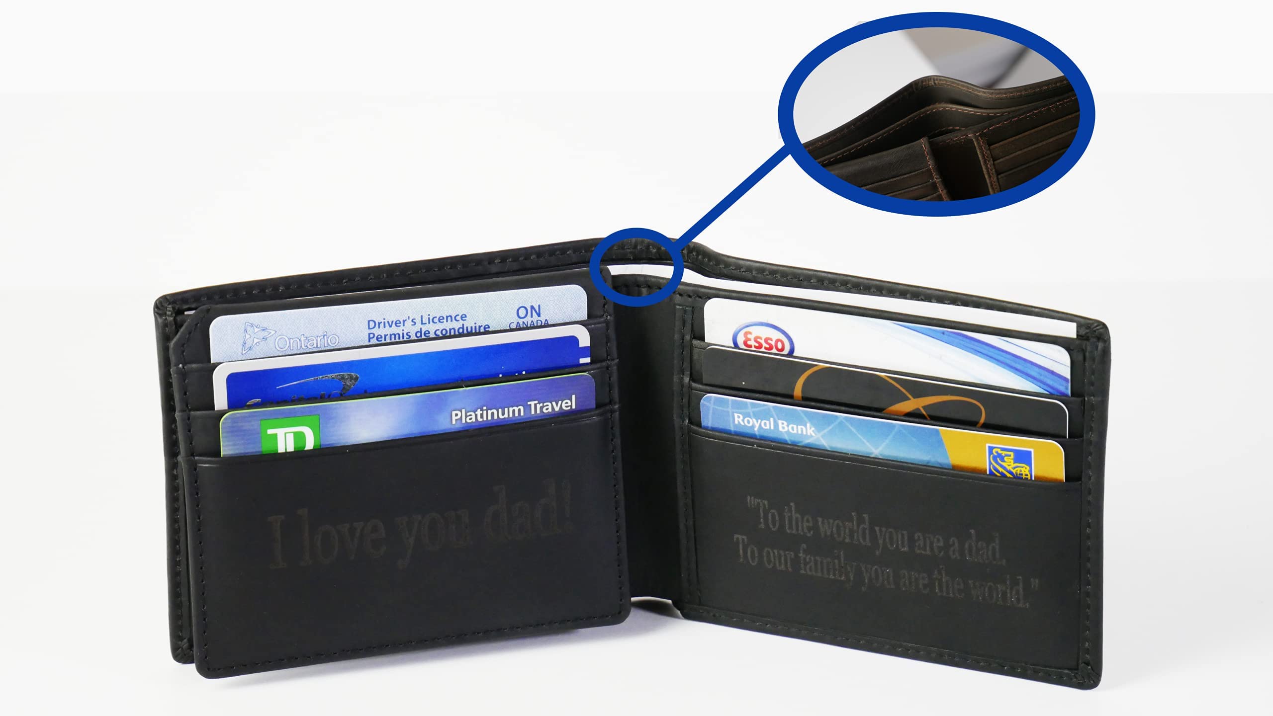 Custom Wallets For Men, Personalized Gifts For Men, Personalized Wallet For Men, Customized Engraved Full Grain Leather with RFID Blocking, Custom Gifts, Customized Wallets For Fathers Day (Black)
