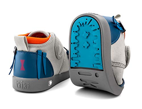 ikiki Spider Squeaky Shoes for Toddlers w/Adjustable Squeaker, Gray Girl or Boy Shoes (Size 7, Silk Von Webster)