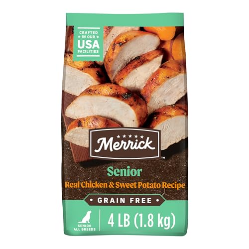 Merrick Premium Grain Free Dry Senior Dog Food, Wholesome And Natural Kibble, Real Chicken And Sweet Potato - 4.0 lb. Bag