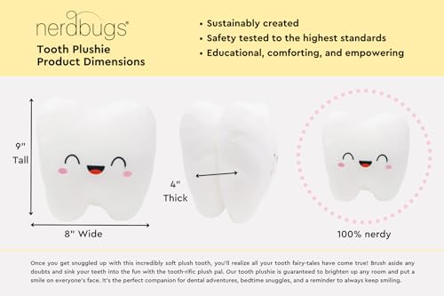 nerdbugs Tooth Plush- The Molar The Merrier! - Dentist Gift/Oral Surgeon Gift/Dental Hygenist Gift/ Tooth Fair Pillow