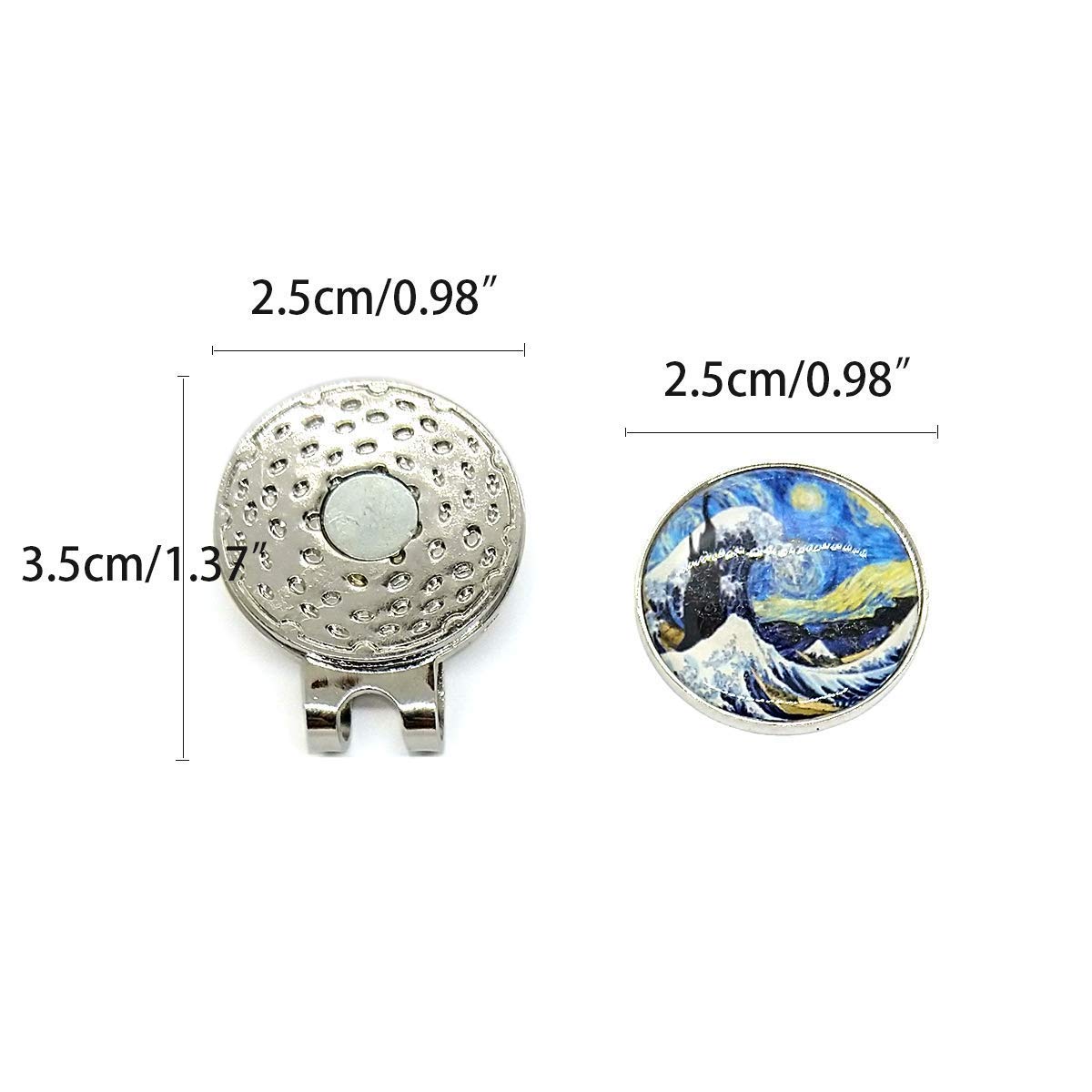 Clover Embroidered Always Lucky Knitted Golf headcovers for 460cc Driver Wood-The Great Wave and Starry Night Golf Ball Aiming Marker