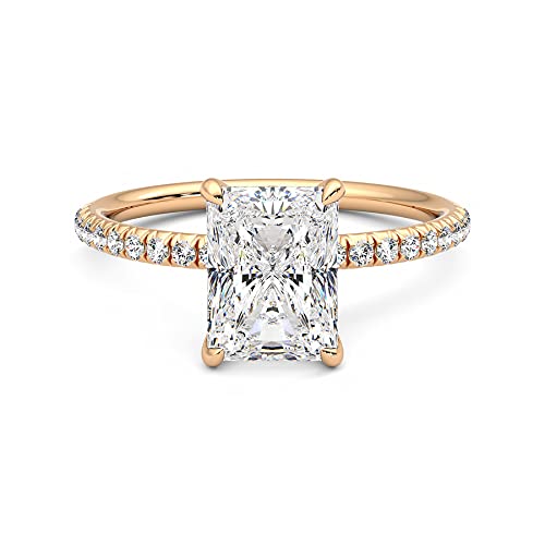 CUSTOMIZE JEWELS 1.50 Carat- 8x6 MM Radiant Cut Solitaire Moissanite Engagement Ring In 14k Gold with Accent Stone For Women,D-VVS1 (14k White Gold, 5.5)