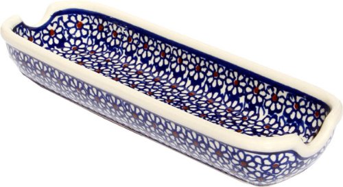 Polish Pottery Corn-on-the-cob Dish From Zaklady Ceramiczne Boleslawiec 1517-120 Traditional Pattern, Dimensions: Length: 8.75" Width: 3"