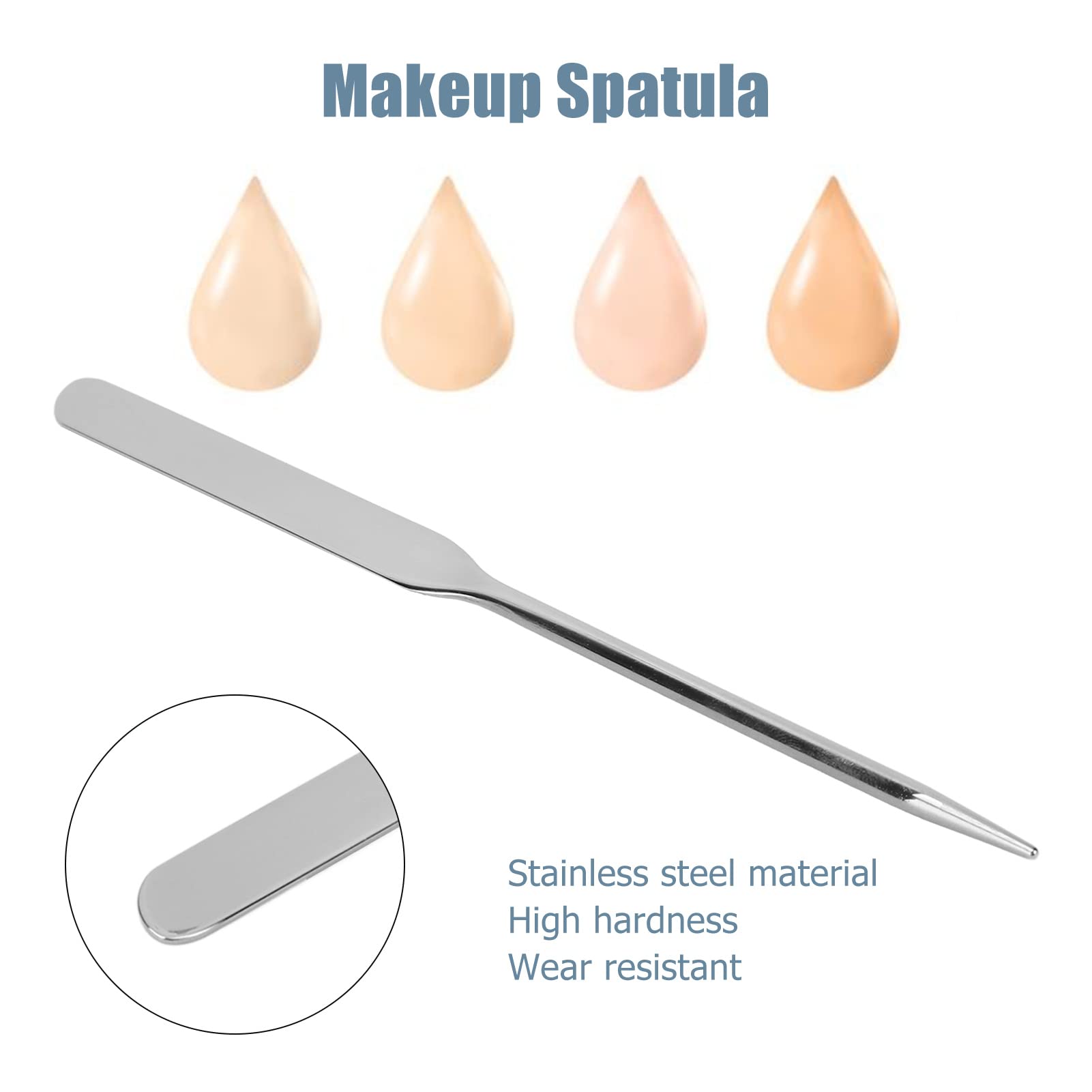 Dioche Stainless Steel Makeup Spatula, Liquid Spatula, Ergonomic Nail Art Makeup Stirring Rod, proof Beauty Spatula, for Makeup Artist